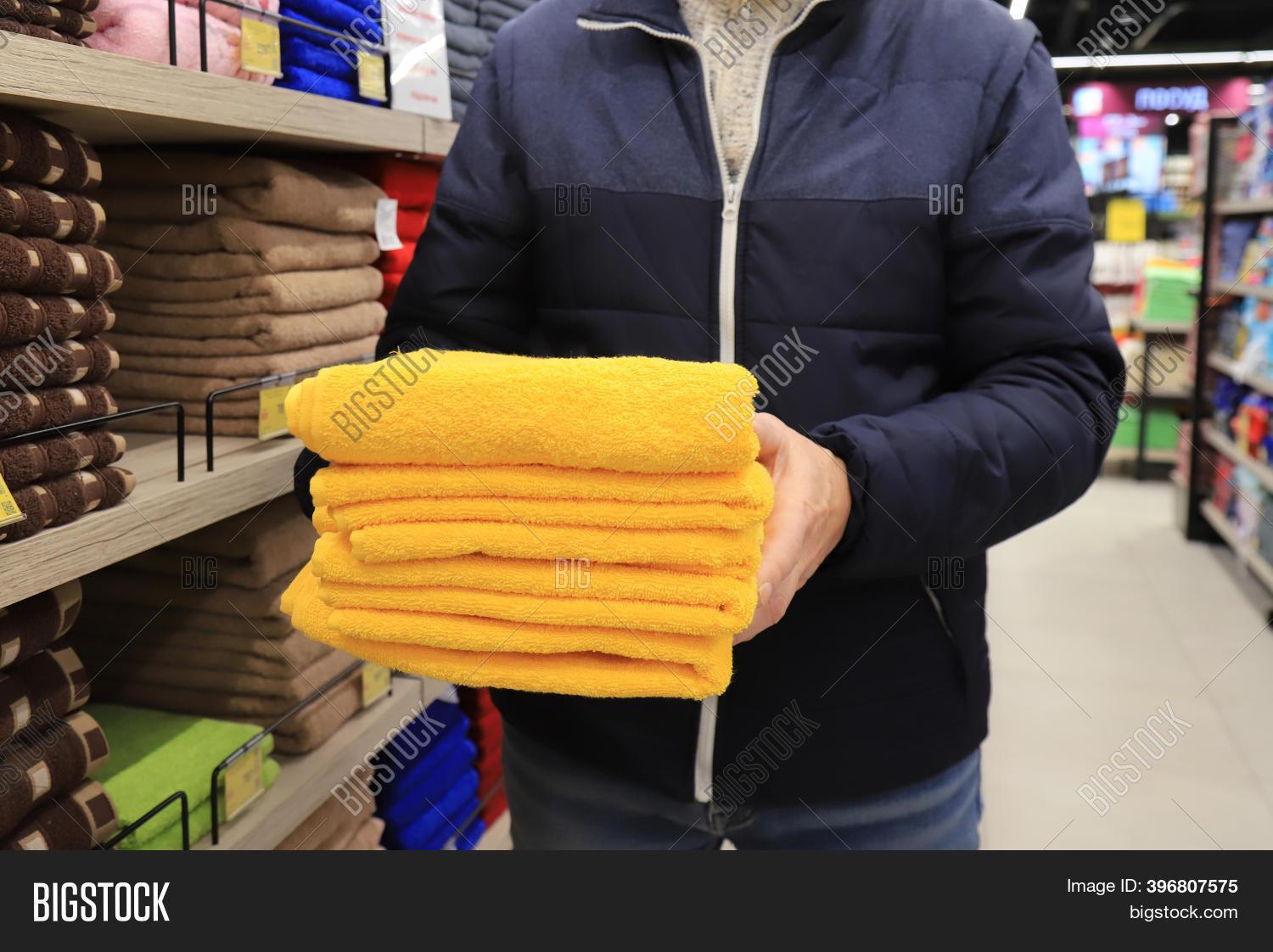 Man Holds Stack Towels Image & Photo (Free Trial) | Bigstock