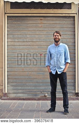 Smiling Man Front Shop Image & Photo (Free Trial) | Bigstock