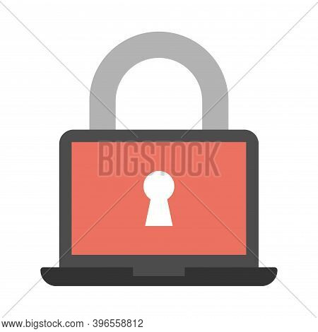 Computer With Padlock Icon. Internet Security Sign. Locked Computer ...