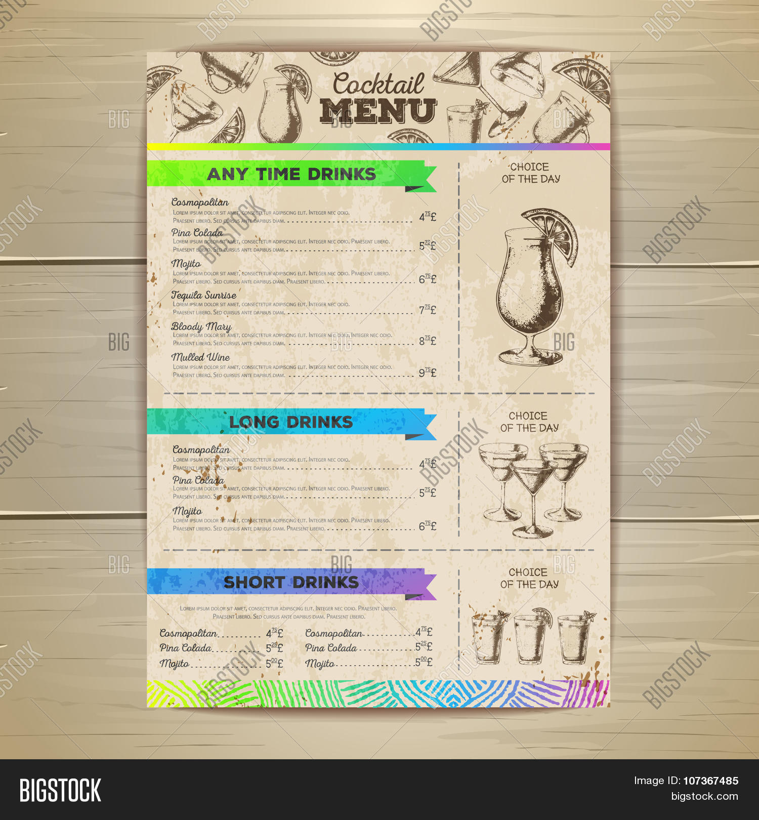 Vintage Cocktail Menu Vector & Photo (Free Trial) | Bigstock
