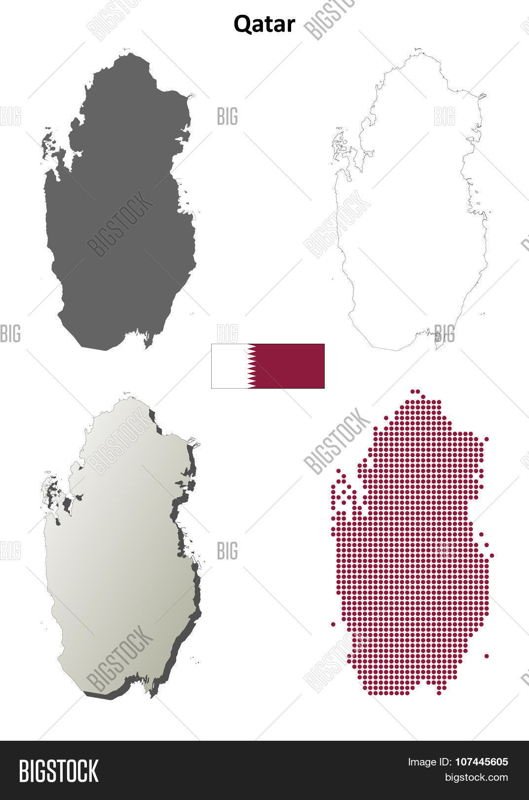 Qatar Outline Map Set Vector & Photo (Free Trial) | Bigstock