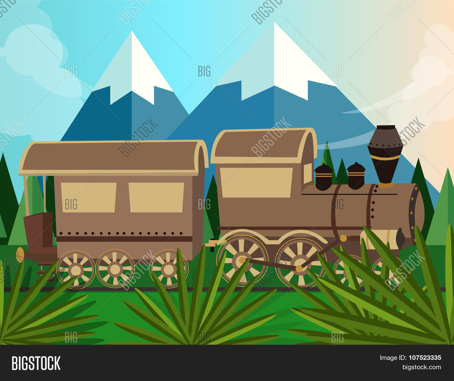 Old Train Steam Vector & Photo (Free Trial) | Bigstock