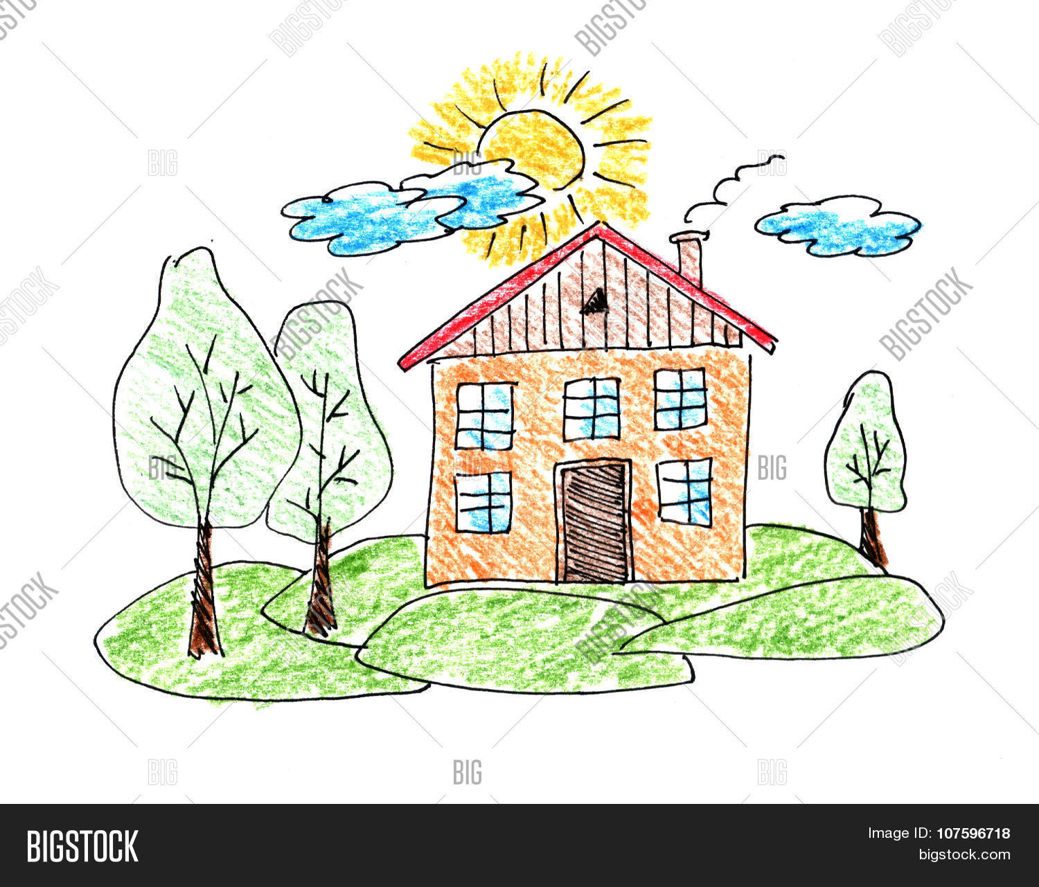 Hand Drawing House Image & Photo (Free Trial) | Bigstock