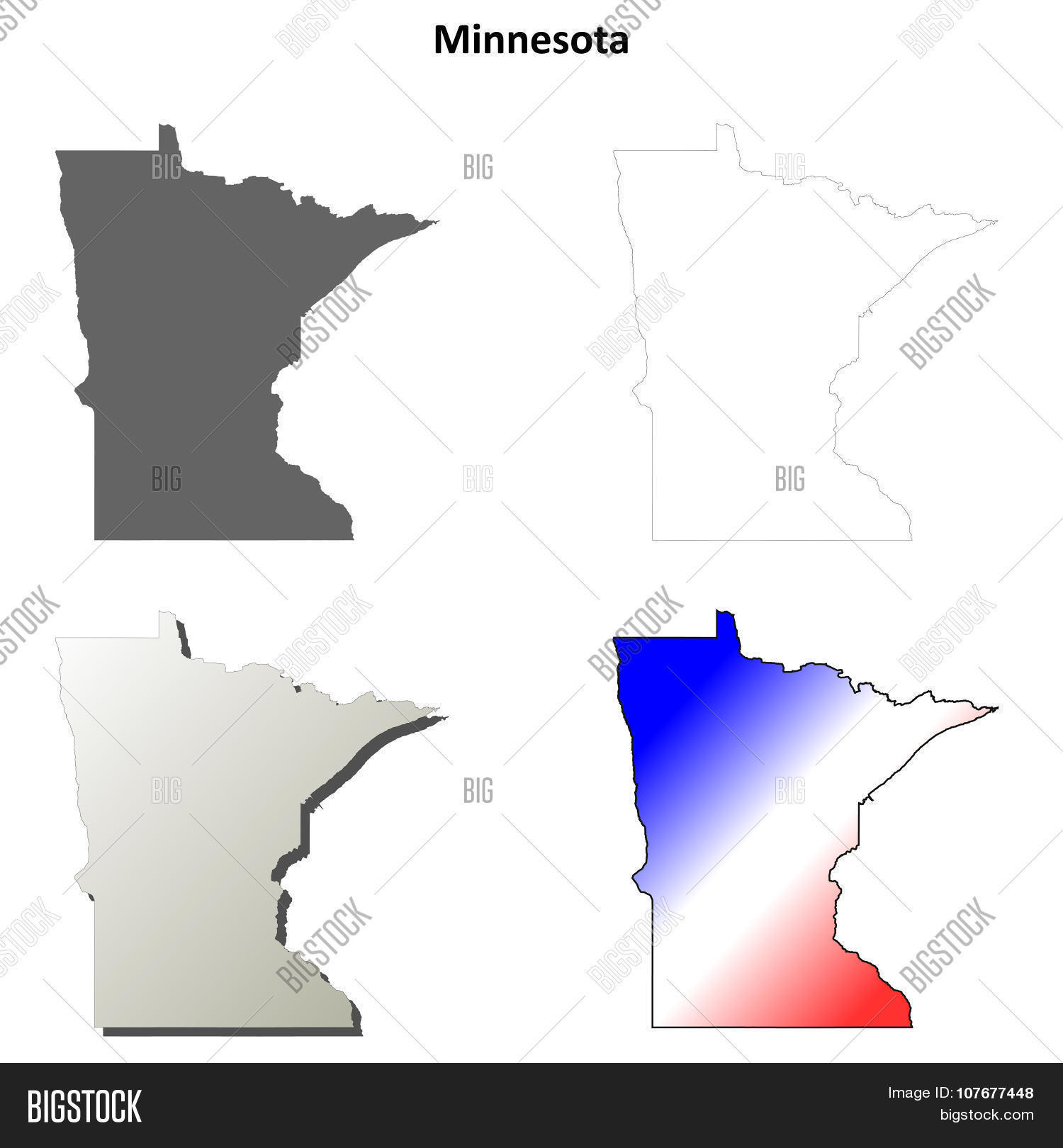 Minnesota Outline Map Vector & Photo (Free Trial) | Bigstock