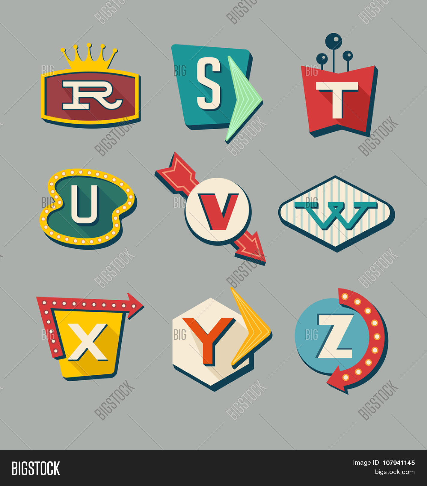 Retro Signs Alphabet Vector & Photo (Free Trial) | Bigstock
