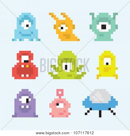 Pixel Art Aliens Set Vector & Photo (Free Trial) | Bigstock