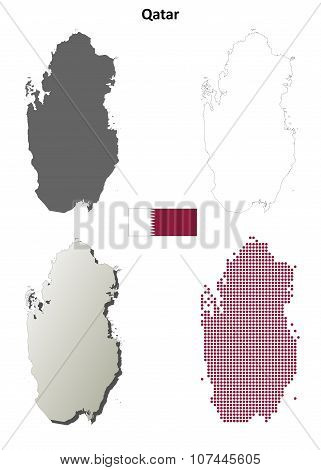 Qatar Outline Map Set Vector & Photo (Free Trial) | Bigstock