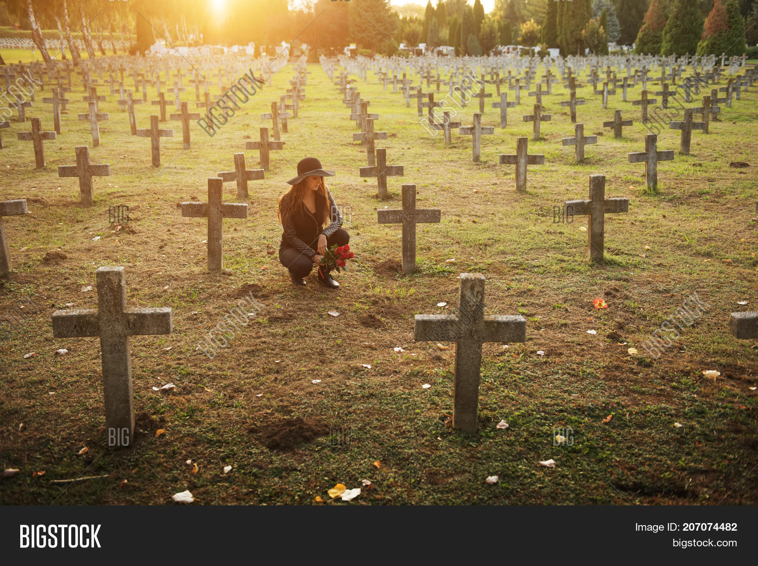 Sad Woman Cemetery, Image & Photo (Free Trial) | Bigstock