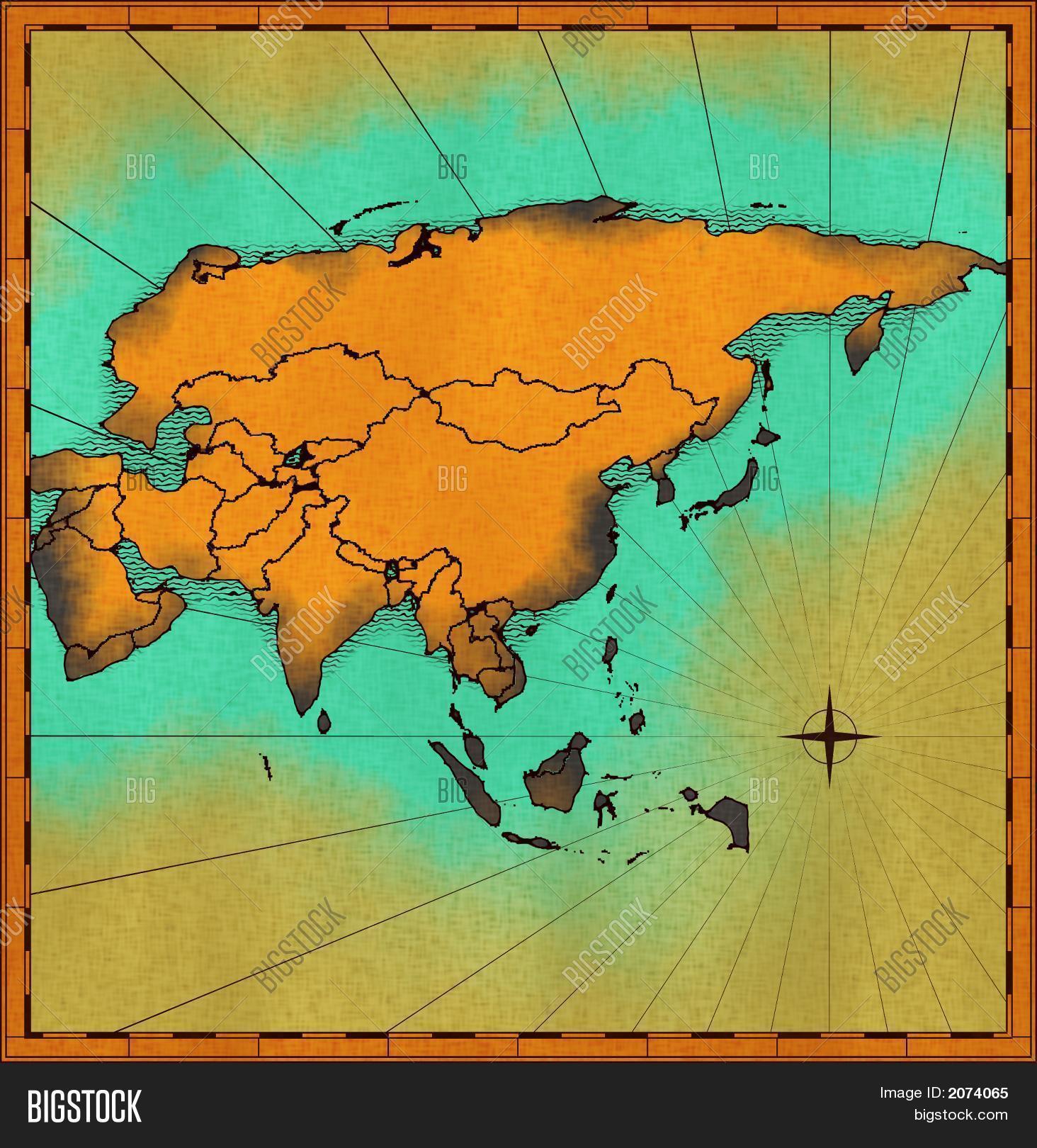 Hand Drawn Map Asia Image & Photo (Free Trial) | Bigstock
