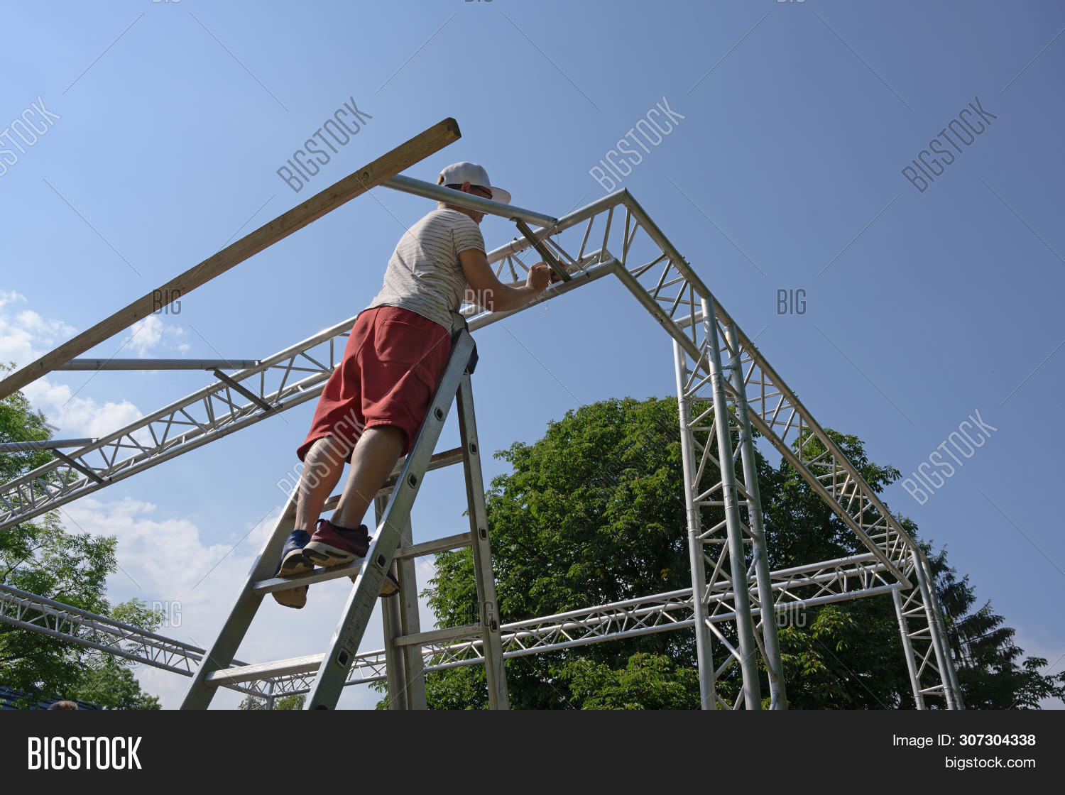 Young Man On Ladder Image & Photo (Free Trial) | Bigstock