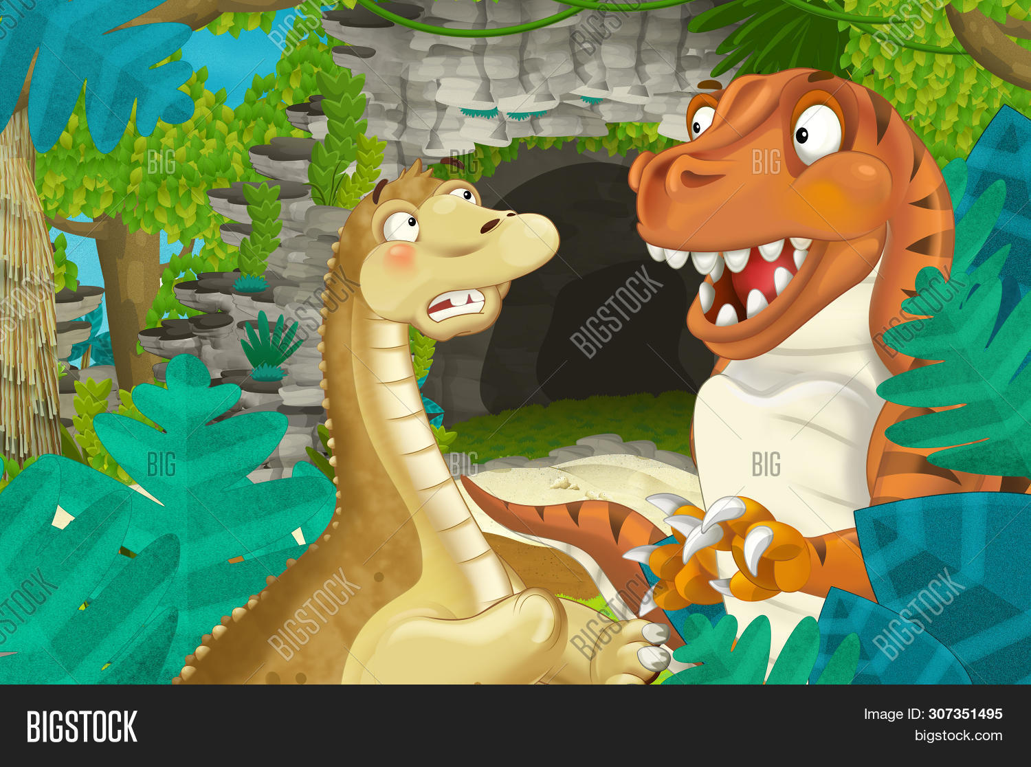 Cartoon Scene Dinosaur Image & Photo (Free Trial) | Bigstock