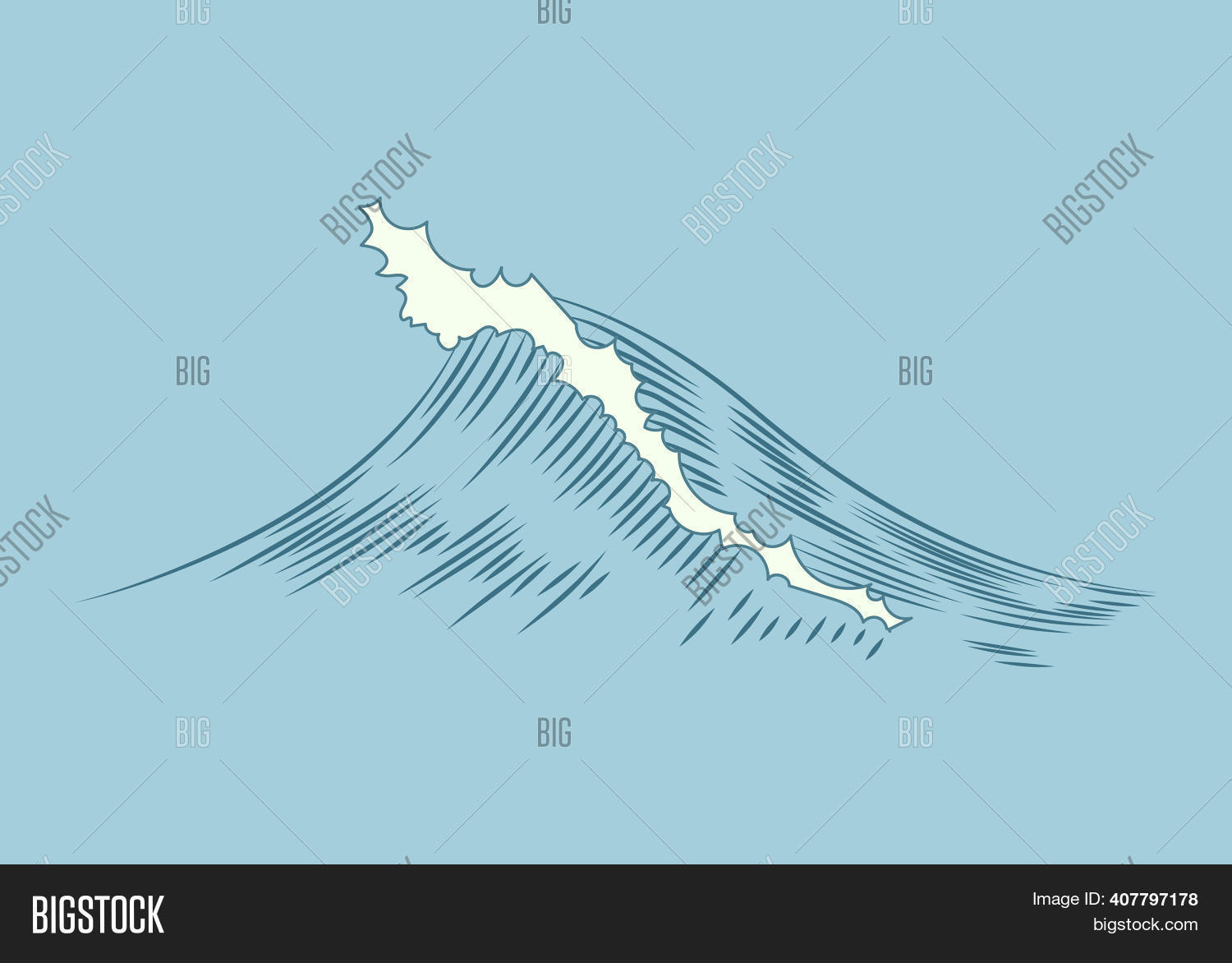 Waves Engraving. Image & Photo (Free Trial) | Bigstock