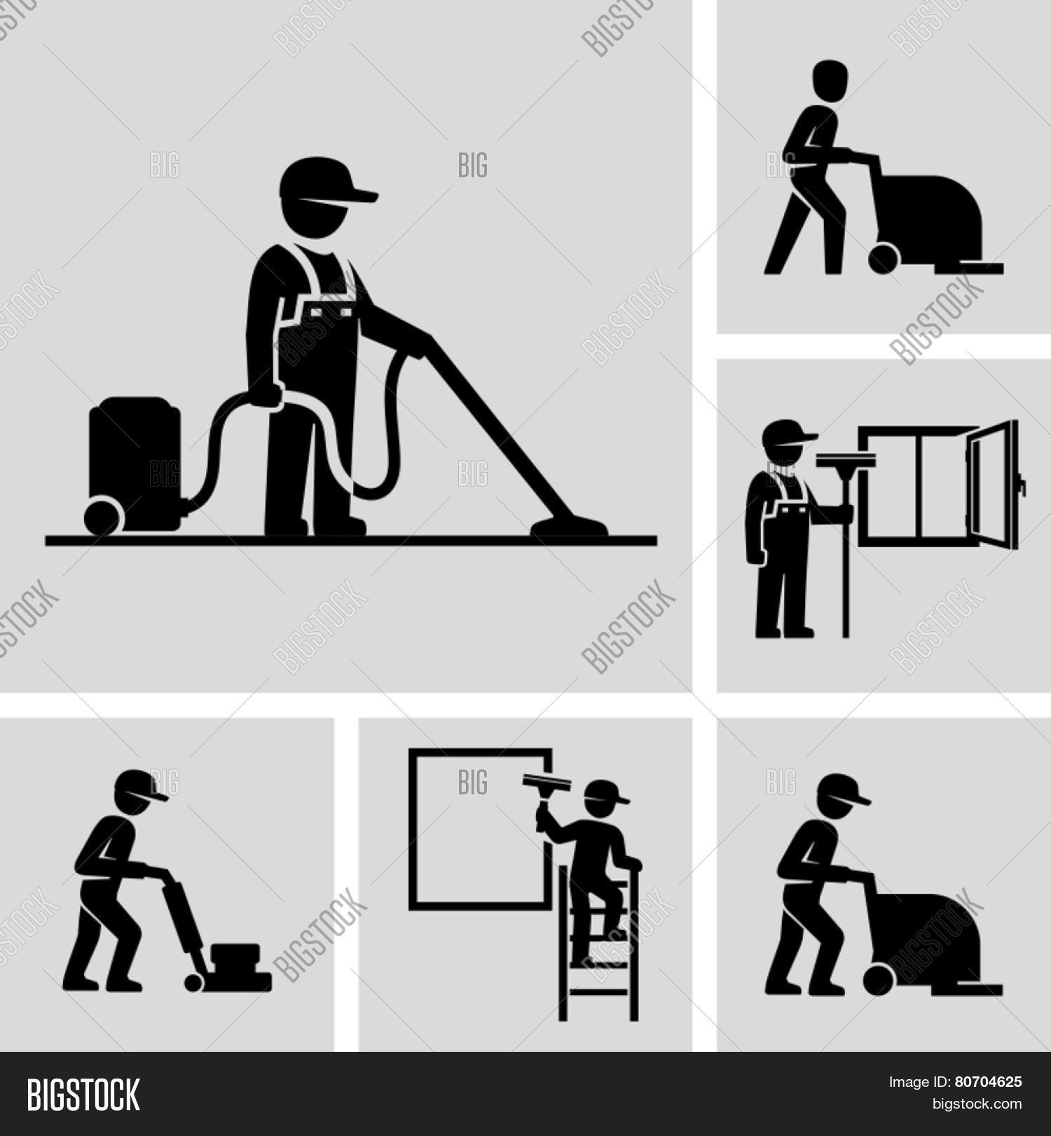 Cleaner Man Working Vector & Photo (Free Trial) | Bigstock