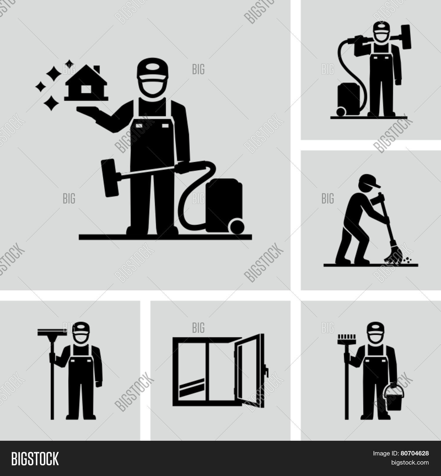Cleaner Man Working Vector & Photo (Free Trial) | Bigstock