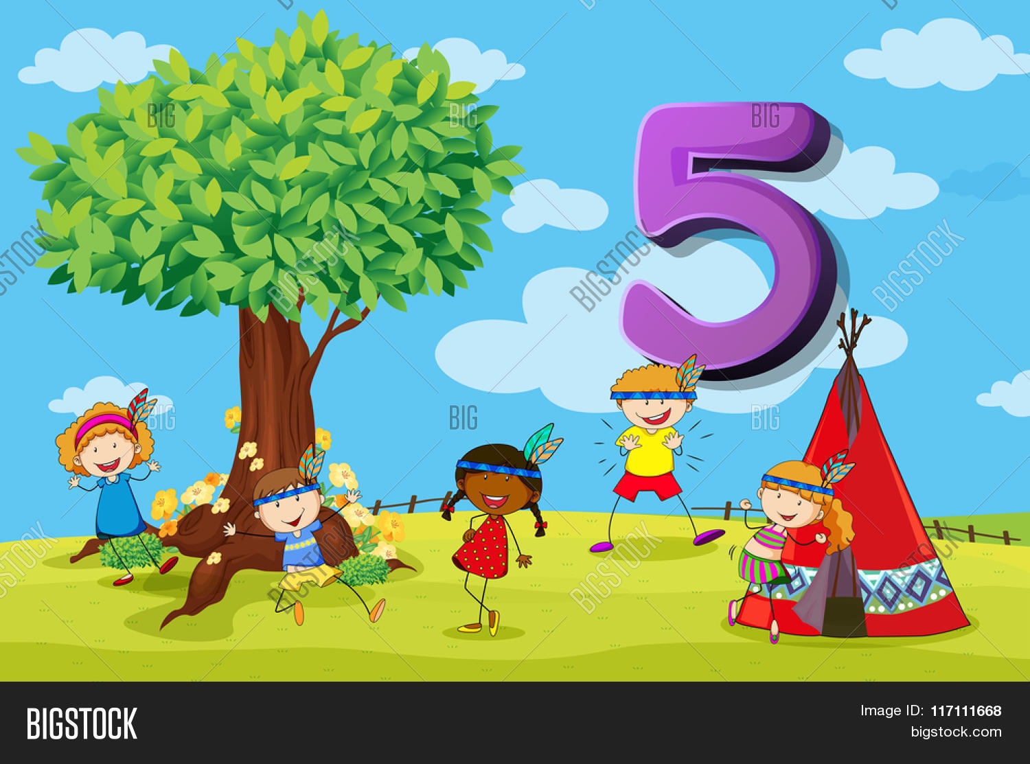 Flashcard Number 5 Vector & Photo (Free Trial) | Bigstock