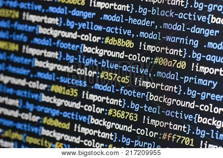 Real Css Code Developing Screen. Programing Workflow Abstract Algorithm Concept. Lines Of Css ...