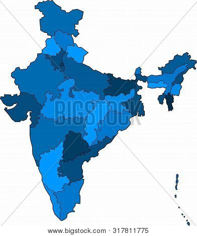 Blue Outline India Vector & Photo (Free Trial) | Bigstock