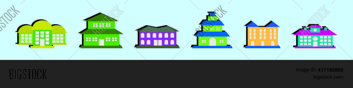 Set Mansion Cartoon Vector & Photo (Free Trial) | Bigstock