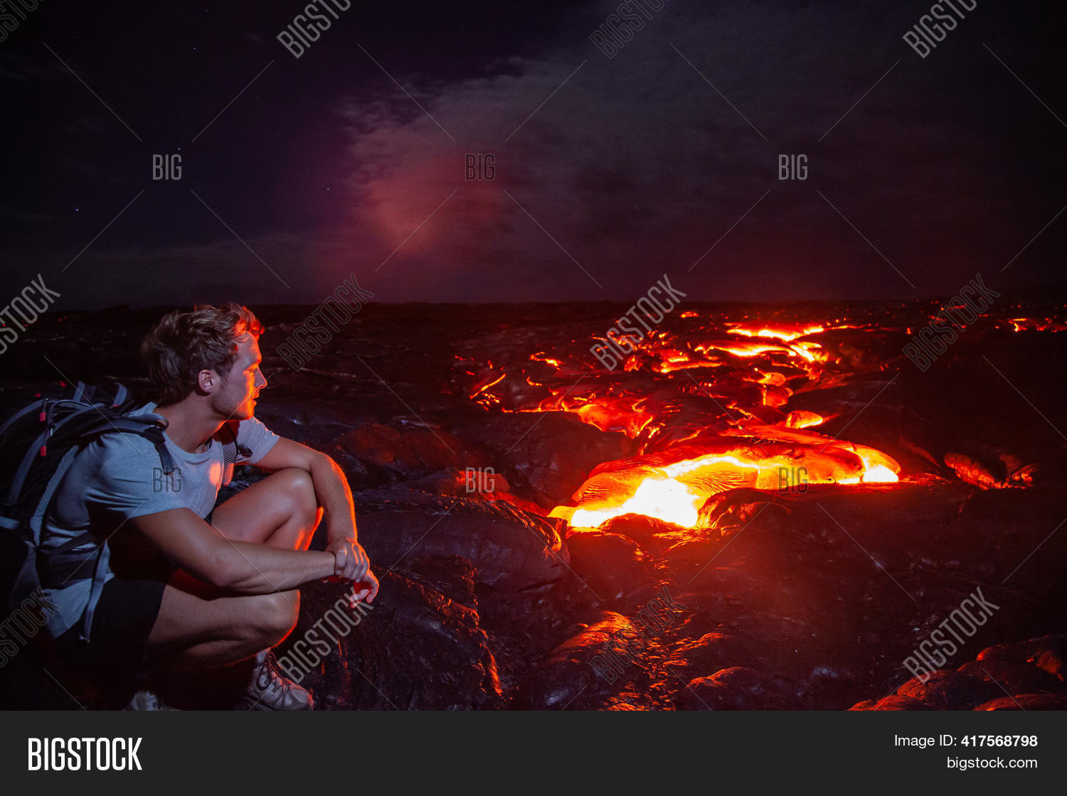 Lava Flow Man Hiker On Image & Photo (Free Trial) | Bigstock