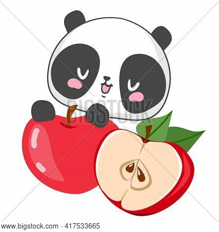 Cute Panda Apple Vector & Photo (Free Trial) | Bigstock