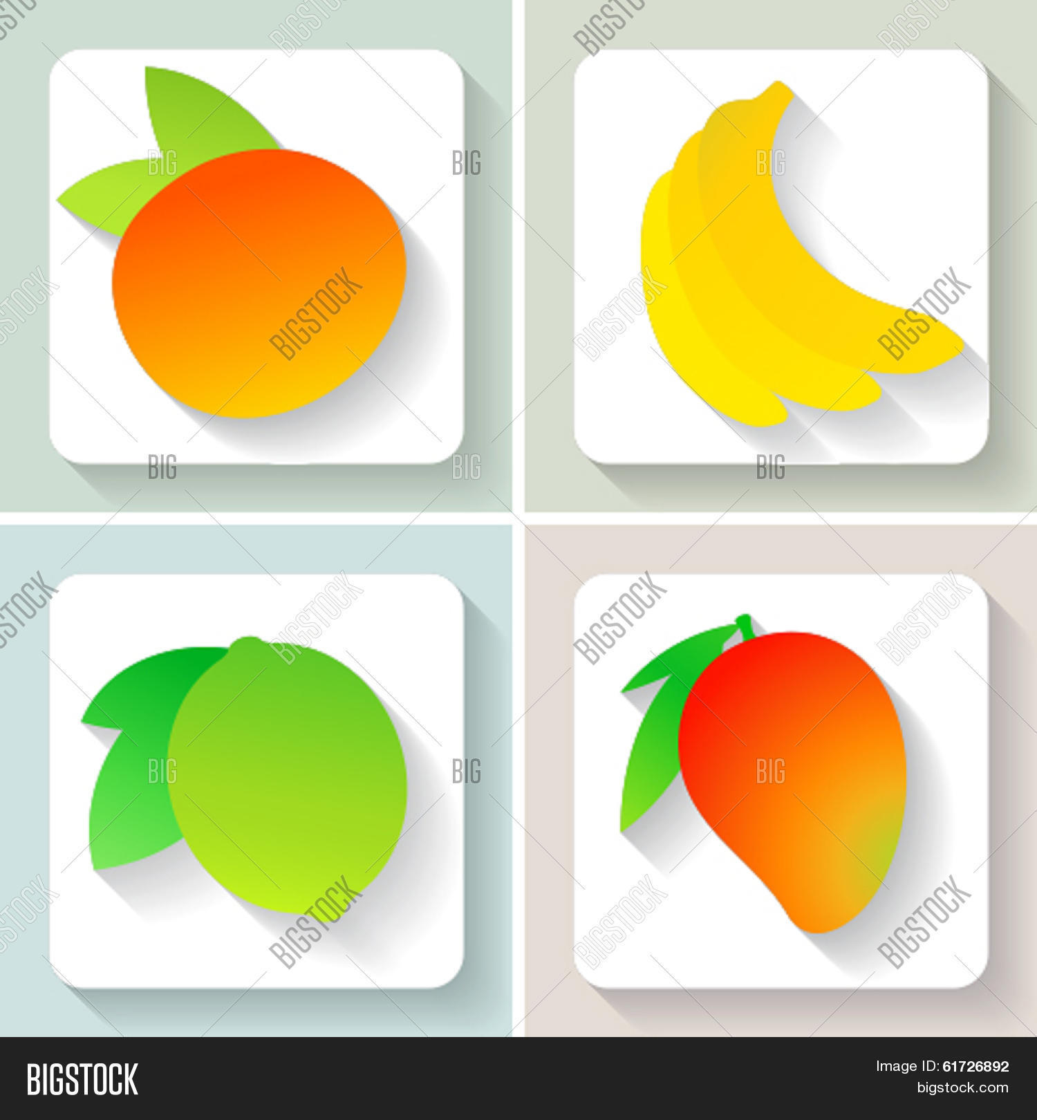 Flat Design Fruit Vector & Photo (Free Trial) | Bigstock
