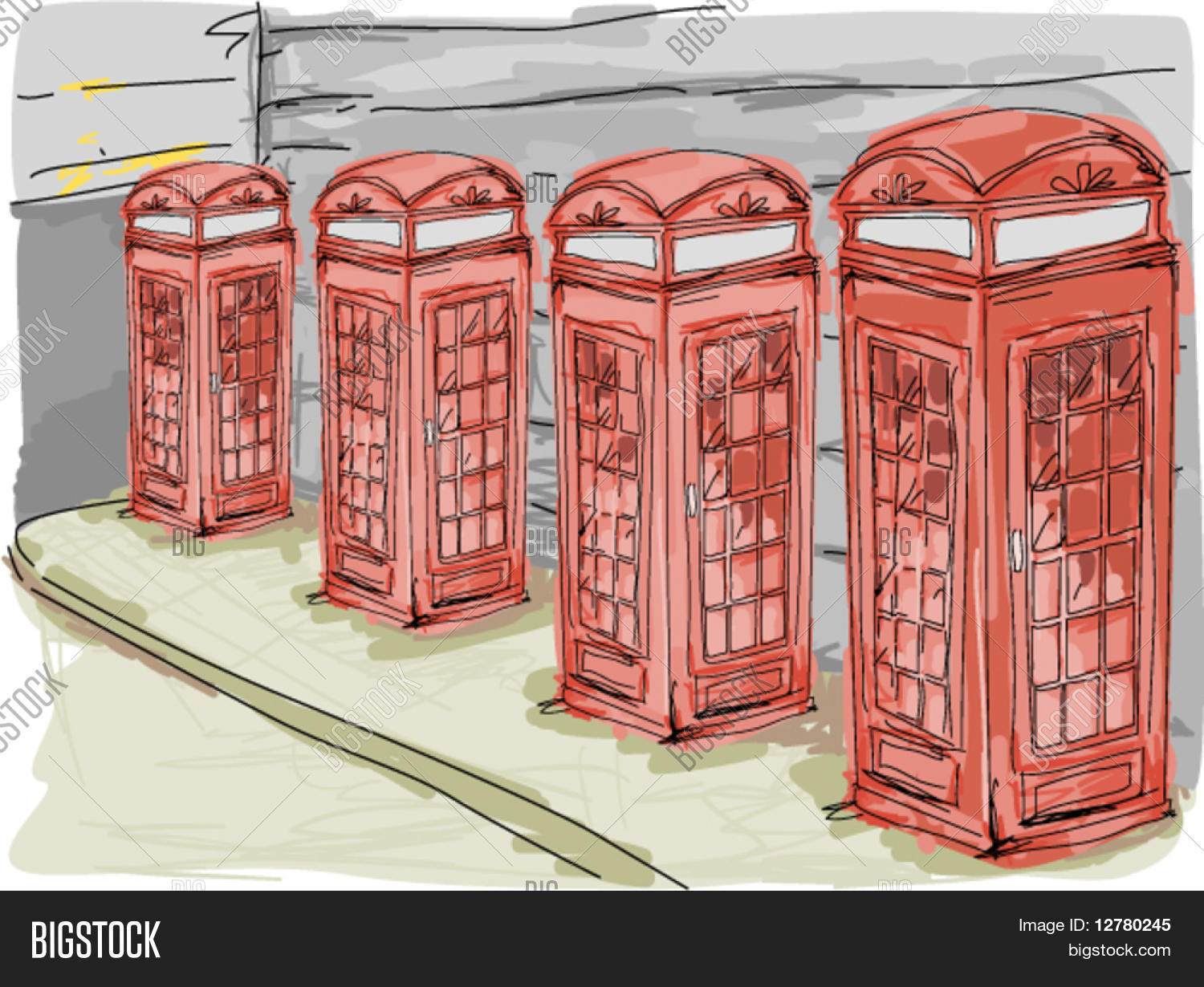 Phone Booths Doodle Vector & Photo (Free Trial) | Bigstock