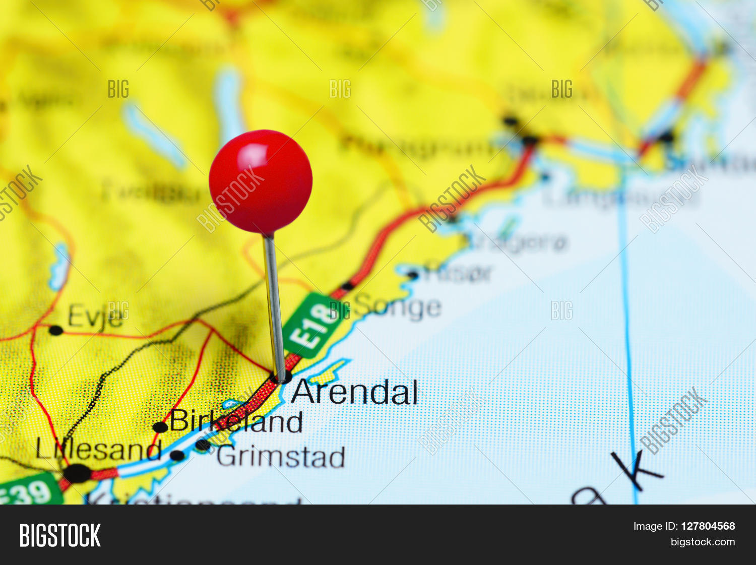 Arendal Pinned On Map Image & Photo (Free Trial) | Bigstock
