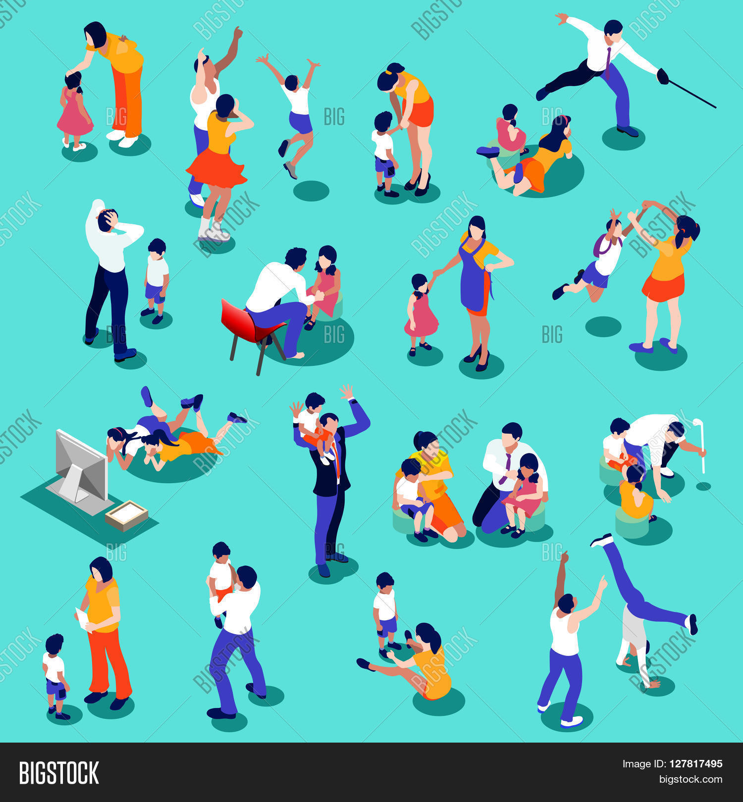 Family Isometric Vector & Photo (Free Trial) | Bigstock