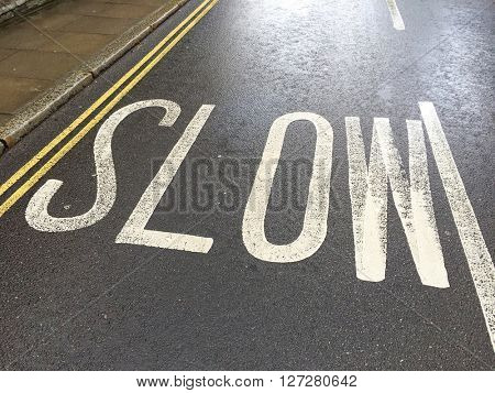 Slow Road Marking Image & Photo (Free Trial) | Bigstock