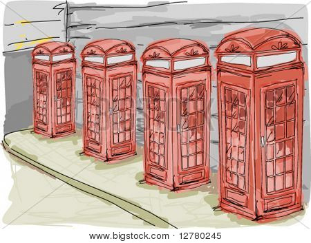Phone Booths Doodle Vector & Photo (Free Trial) | Bigstock