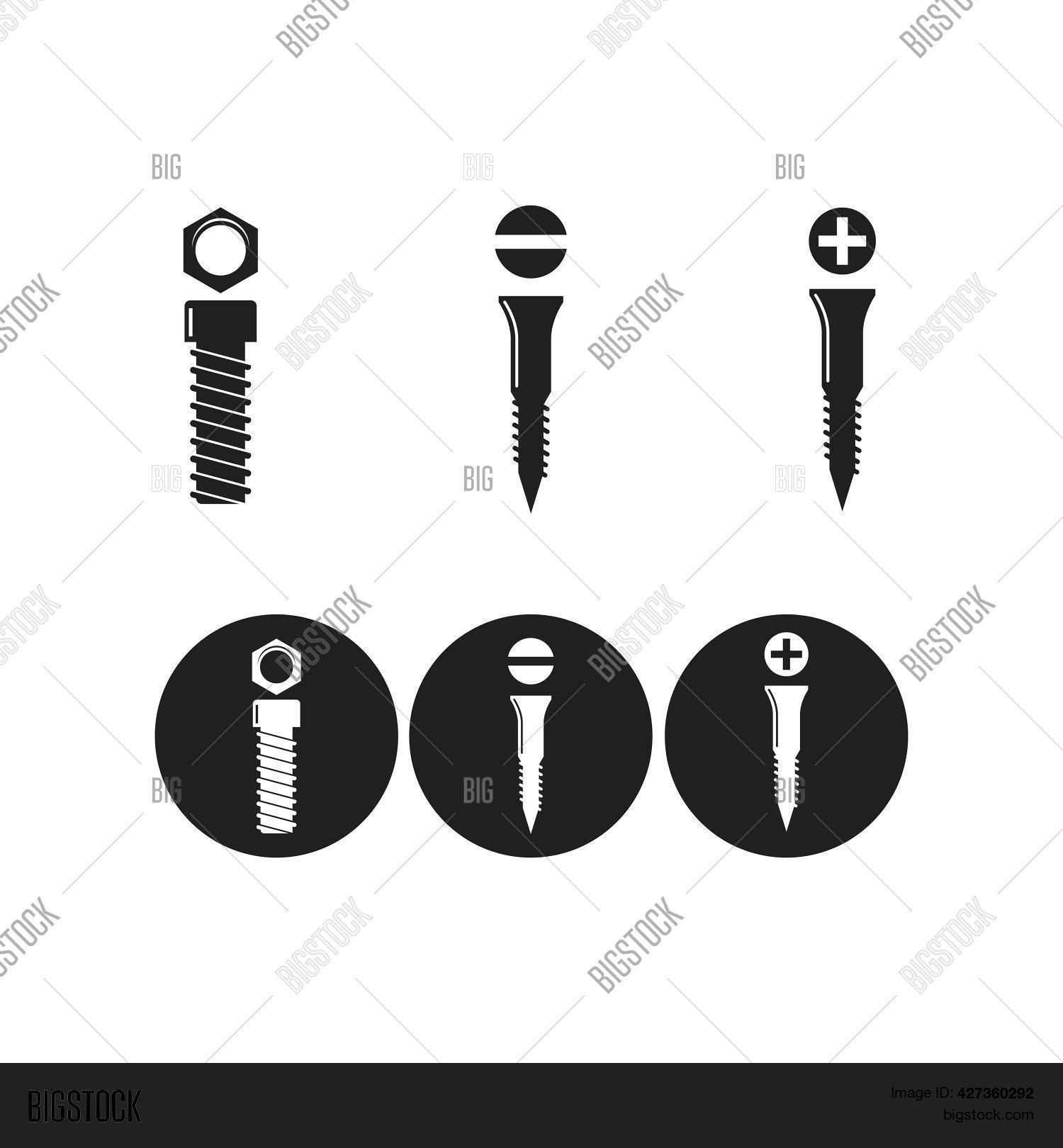 Nut Screw Icon Vector Vector & Photo (Free Trial) | Bigstock