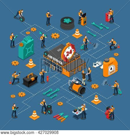 Car Service Isometric Vector & Photo (Free Trial) | Bigstock