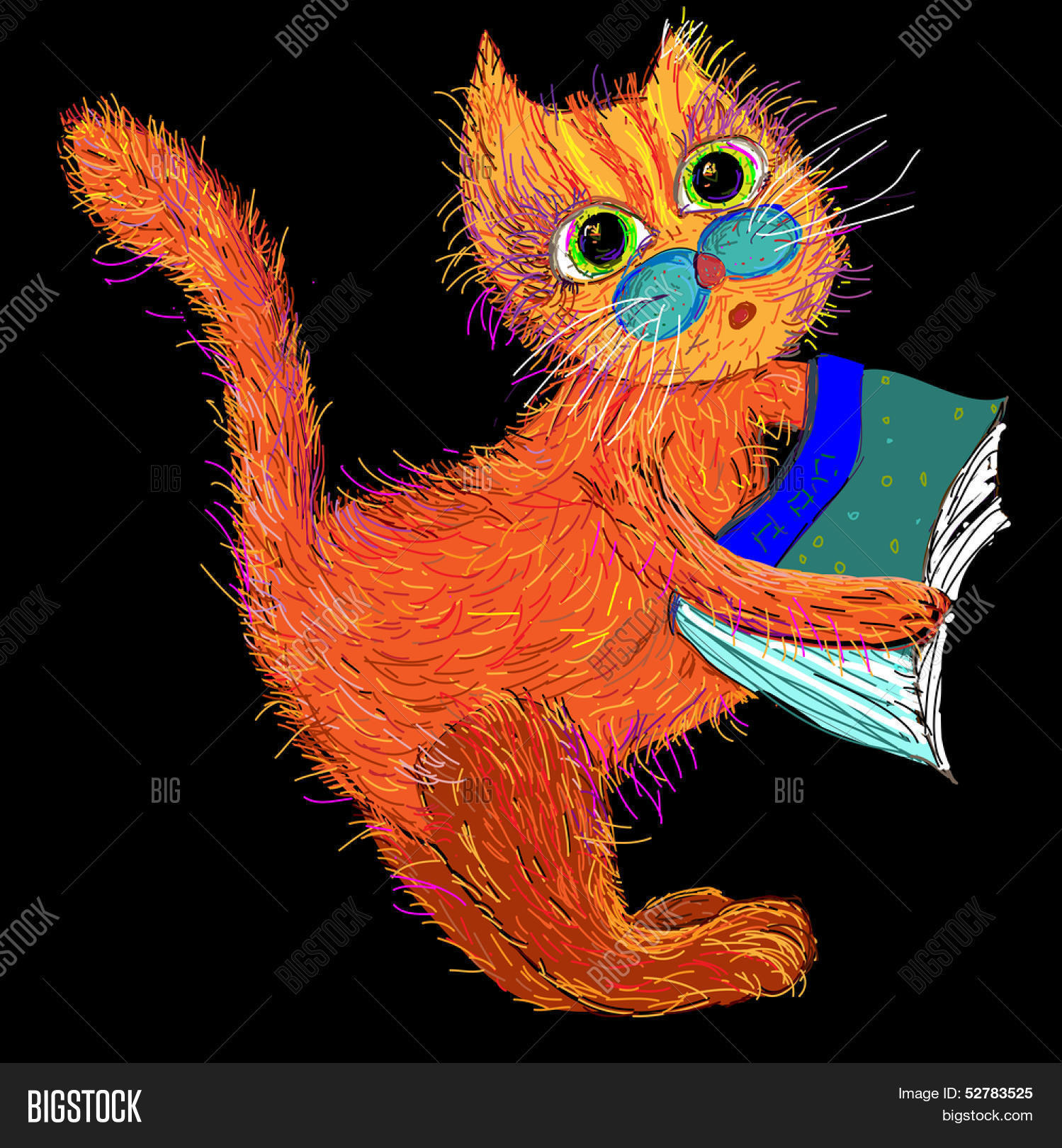 Cute Cartoon Cat Book Vector & Photo (Free Trial) | Bigstock