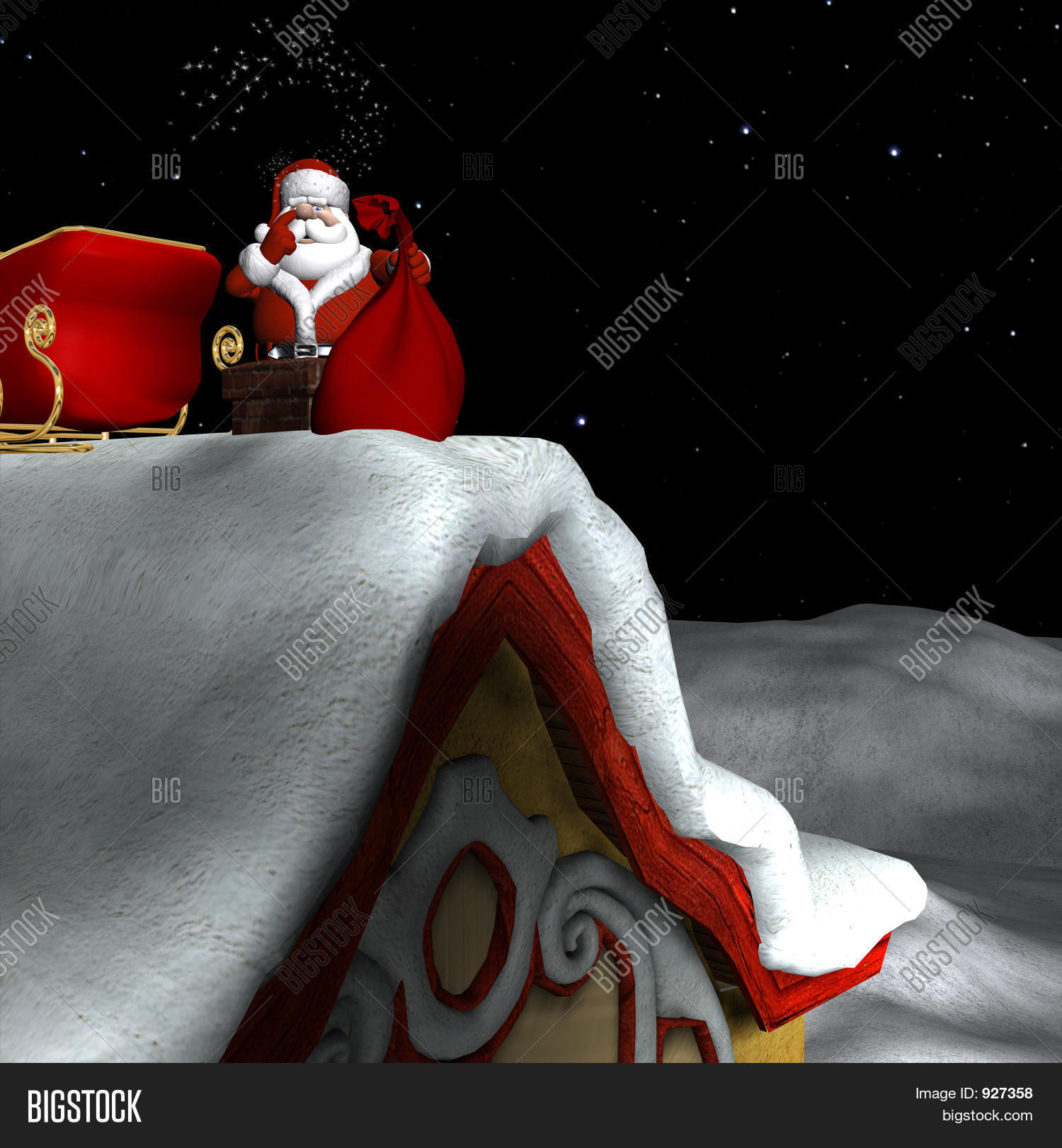 Santa Going Down Image & Photo (Free Trial) | Bigstock