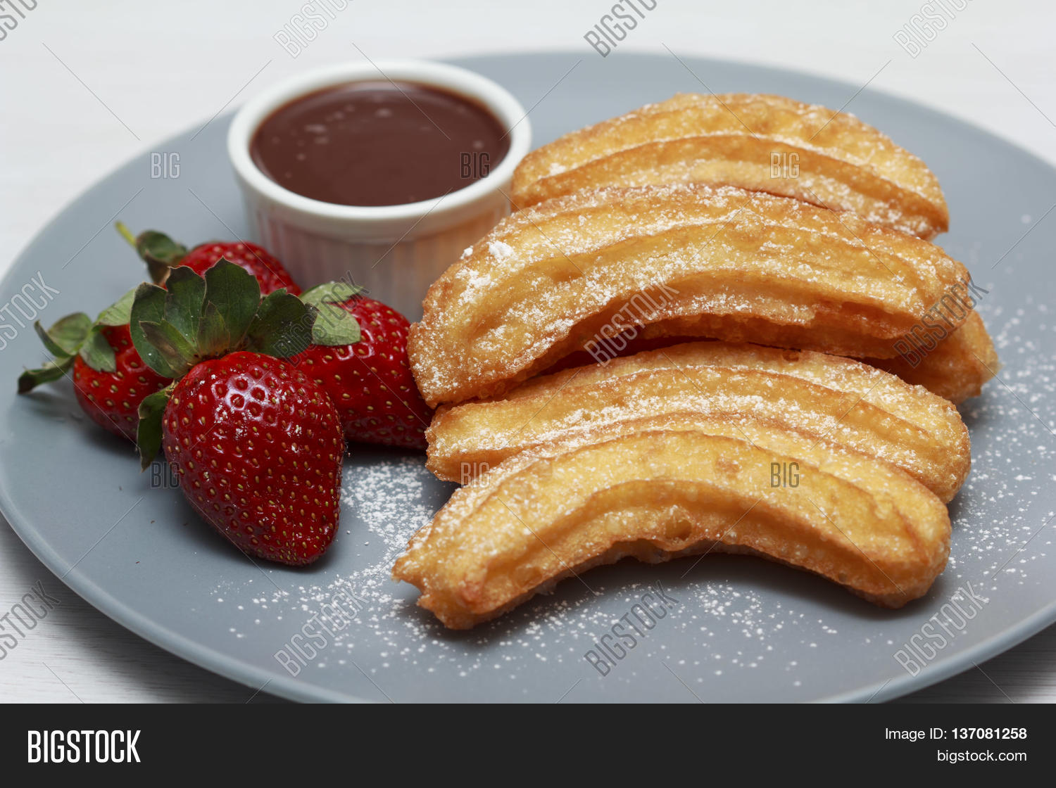 Churros On Blue Plate Image & Photo (Free Trial) | Bigstock