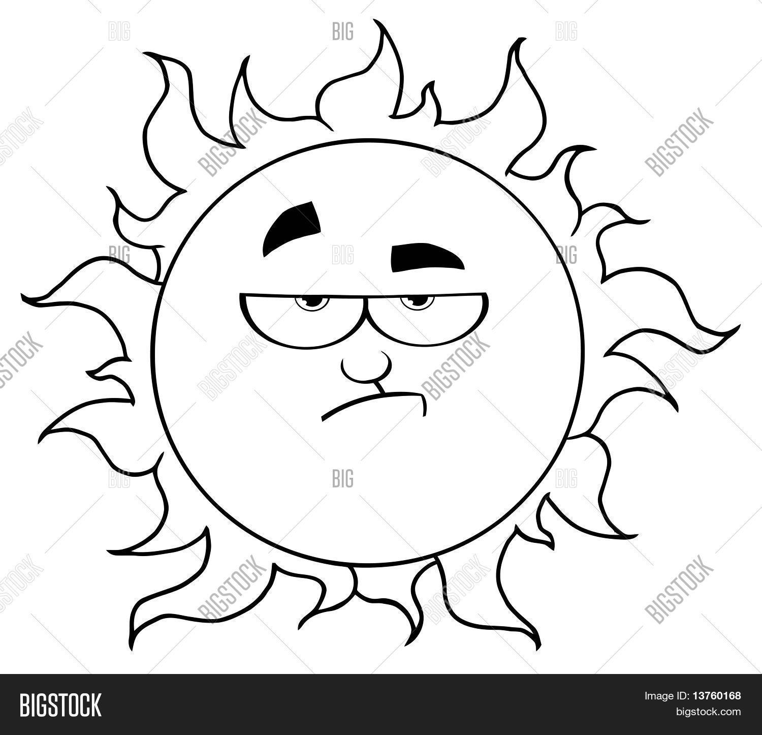 Outline Grumpy Sun Image & Photo (Free Trial) | Bigstock