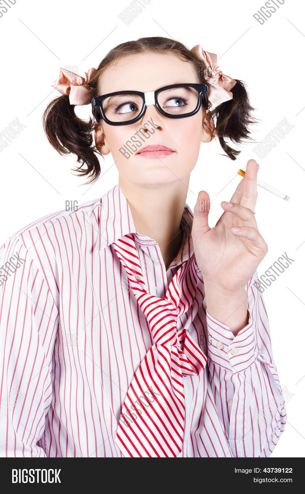 Nerd Girl Smoking Image & Photo | Bigstock