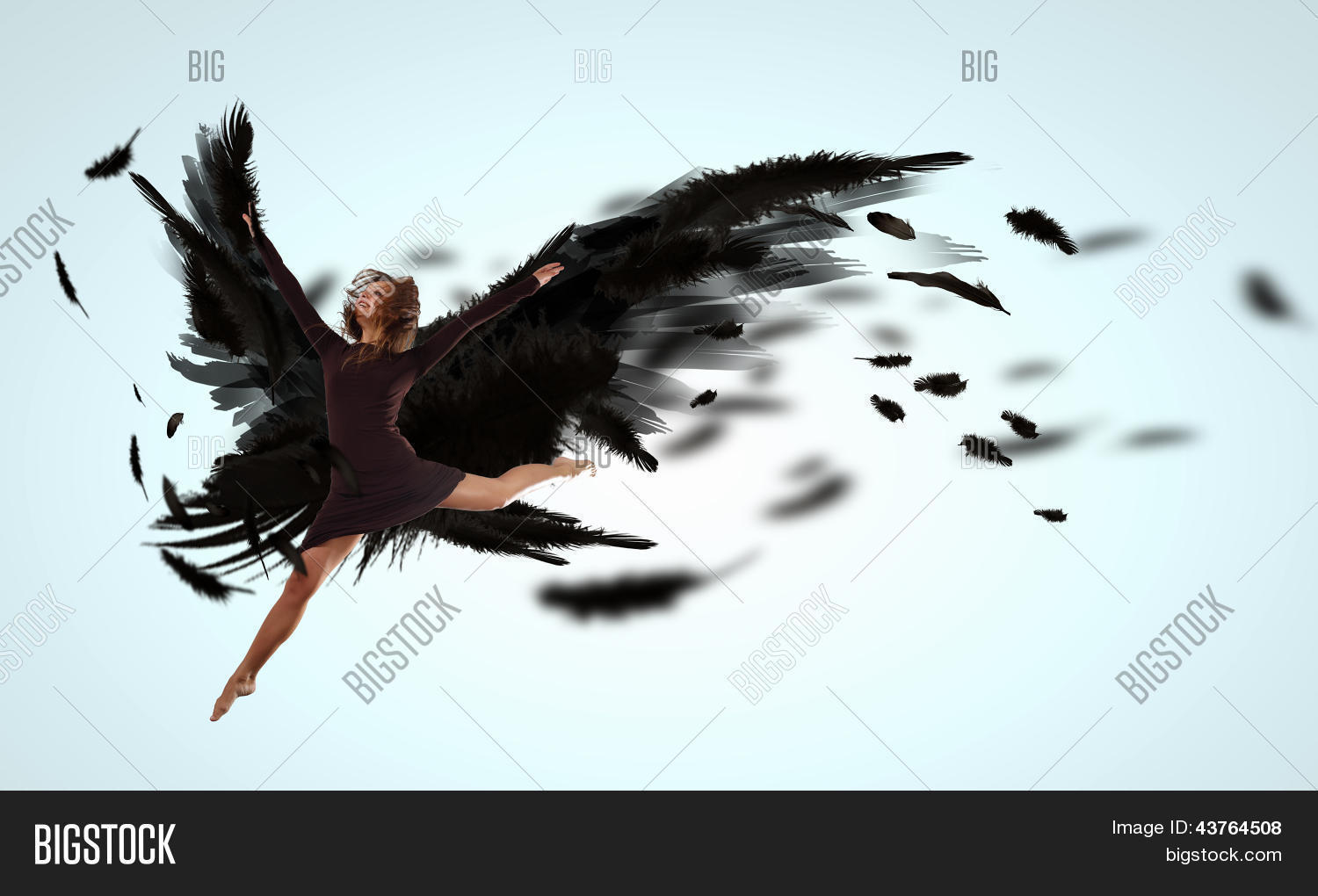 Woman Floating On Dark Image & Photo (Free Trial) | Bigstock