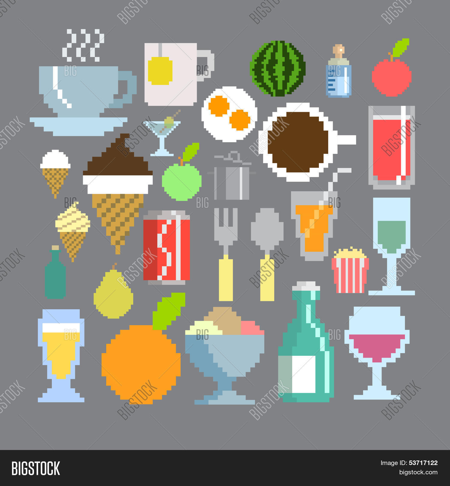 Pixel Art Style Food Vector & Photo (Free Trial) | Bigstock