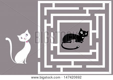 Cute Cat's Maze Game Vector & Photo (Free Trial) | Bigstock