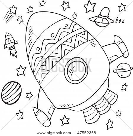 Cute Rocket Doodle Vector & Photo (Free Trial) | Bigstock