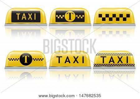 Taxi Sign. Set Taxi Vector & Photo (Free Trial) | Bigstock