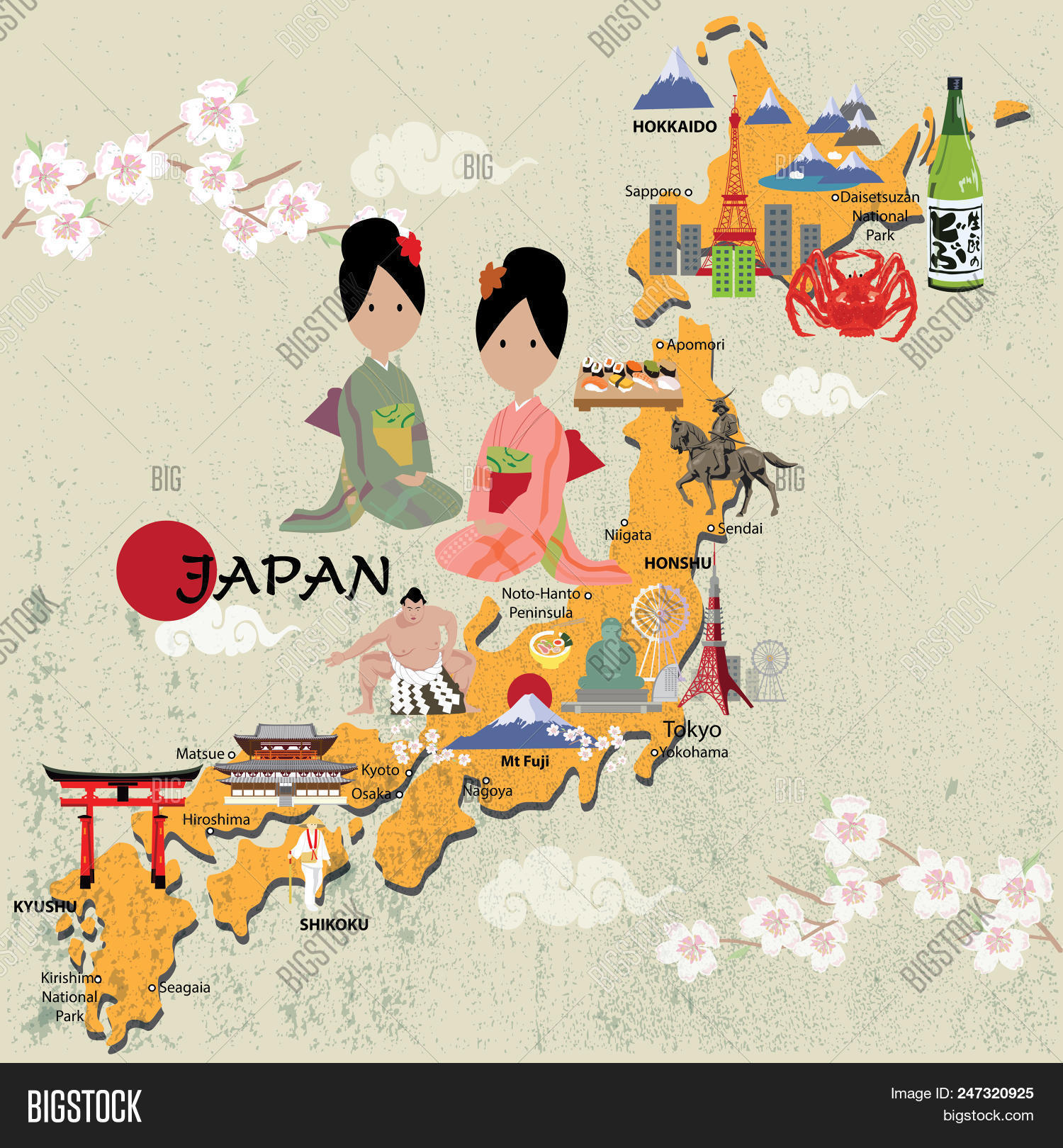 Japan Map Illustration Image & Photo (Free Trial) | Bigstock