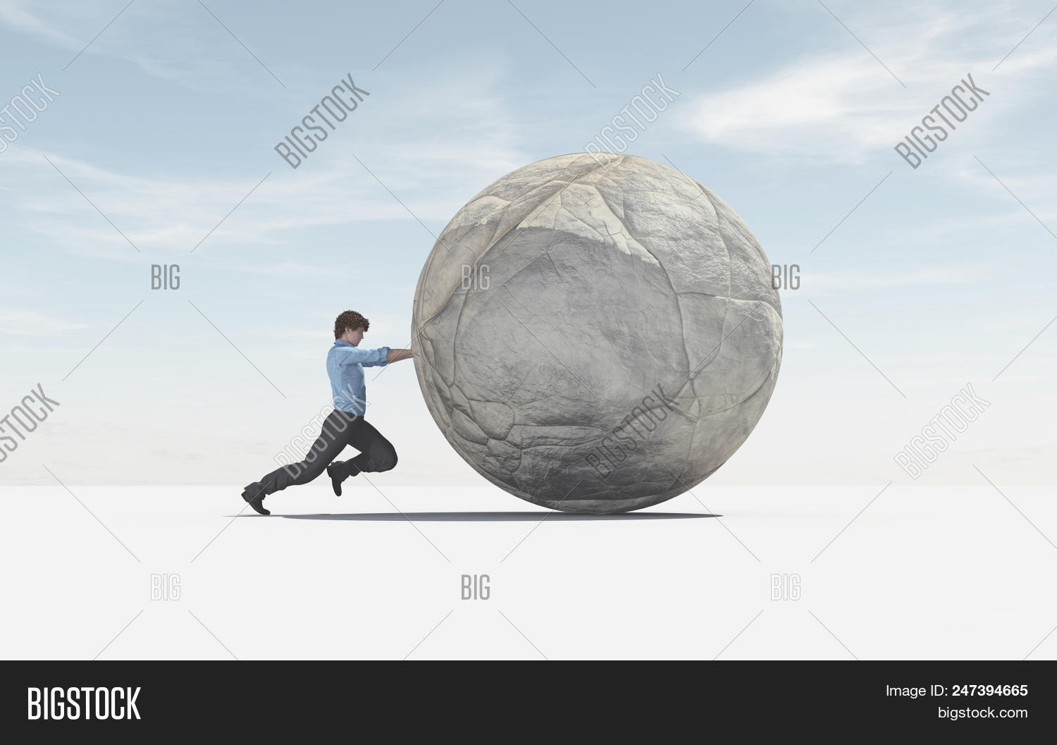 Man Pushing Big Sphere Image & Photo (Free Trial) | Bigstock