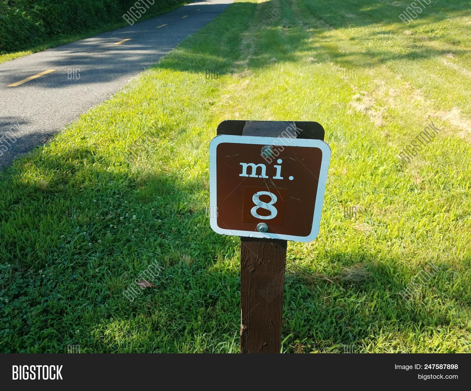 Brown 8 Mile Sign Mile Image & Photo (Free Trial) | Bigstock