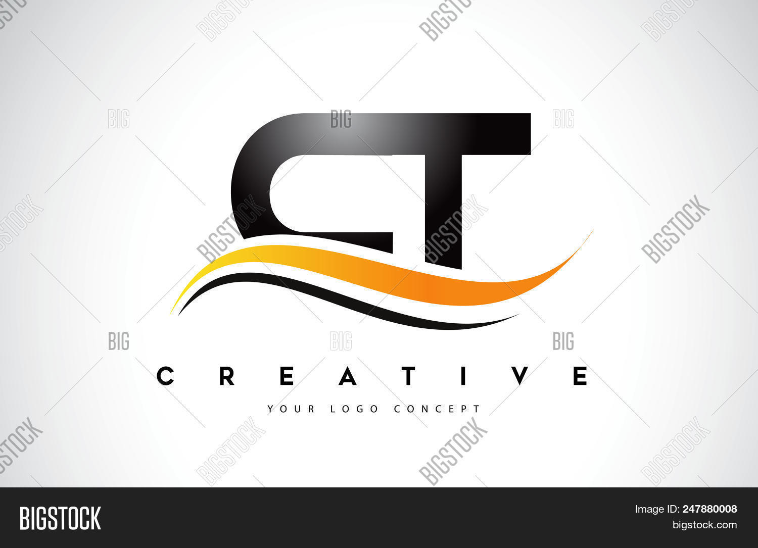 Ct C T Swoosh Letter Vector & Photo (Free Trial) | Bigstock