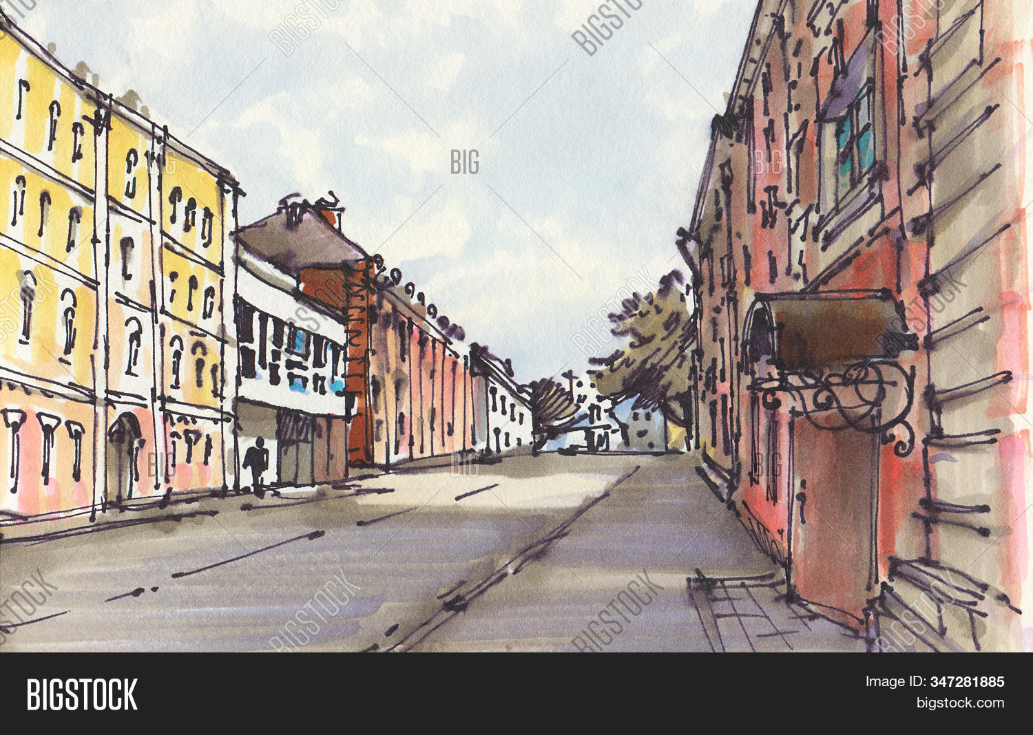 Urban Sketch. Street Image & Photo (Free Trial) | Bigstock