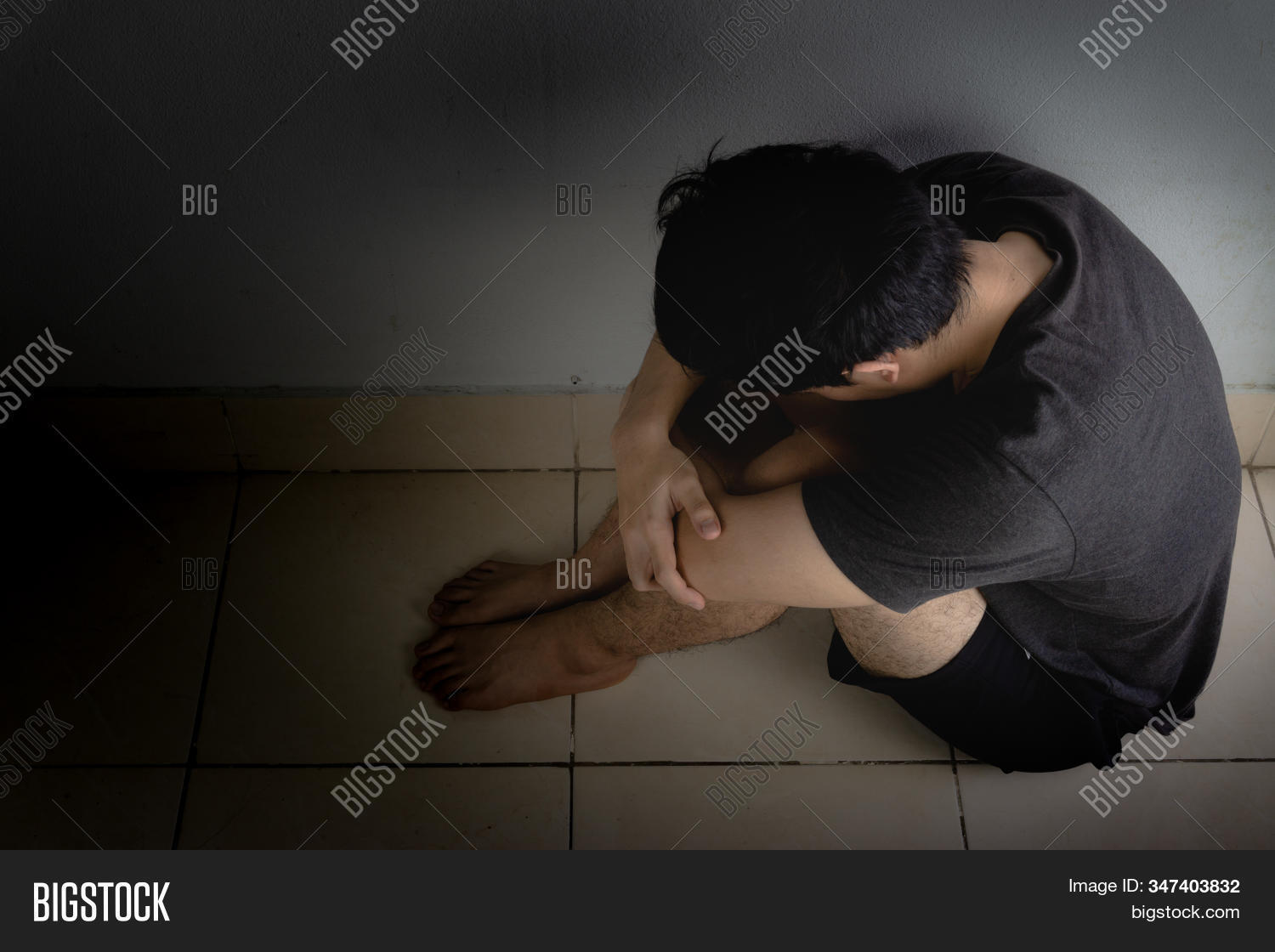 Sad Man Hug His Knee Image & Photo (Free Trial) | Bigstock