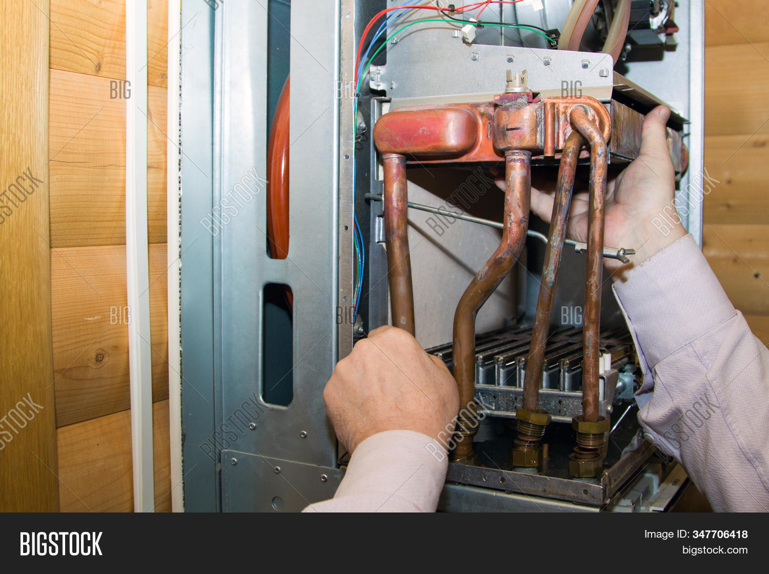 Worker Installs Heat Image & Photo (Free Trial) | Bigstock