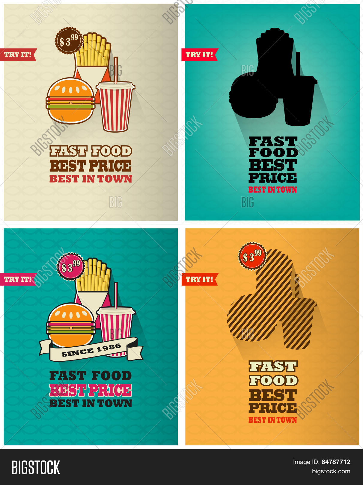 Set Fast Food Menu Vector & Photo (Free Trial) | Bigstock